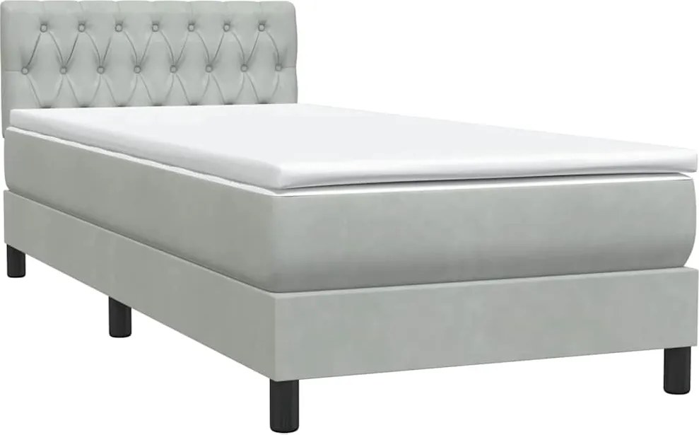 Box spring postel s matrací světle šedá 90x220 cm samet 3316527