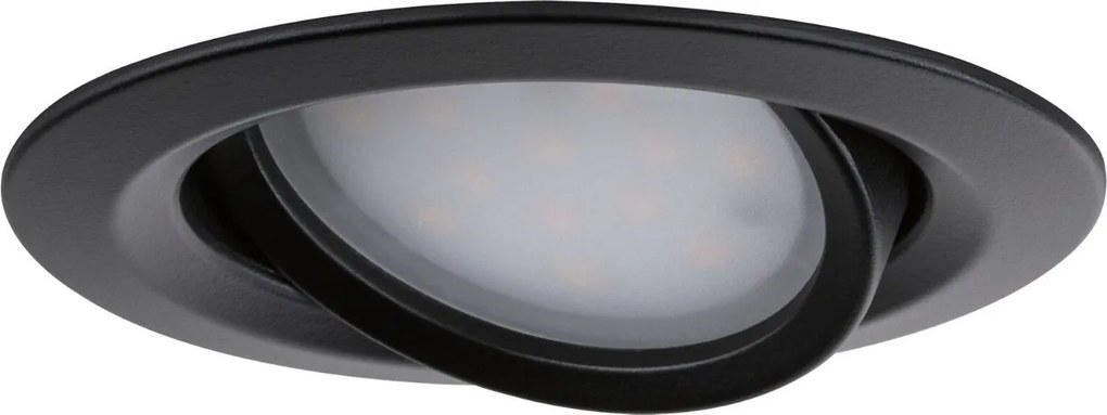 P 92459 LED vestavné svítidlo Nova Plus Coin samostatné svítidlo výklopné IP65 kruhové 93mm 30° Coin 6W 230V stmívatelné 2700K černá mat - PAULMANN