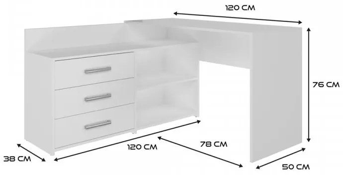 FALCO Rohový psací stůl s komodou Daniela bílá