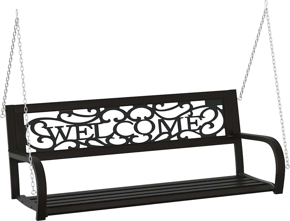 Zahradní houpací lavice 125 cm ocel a plast černá 317143