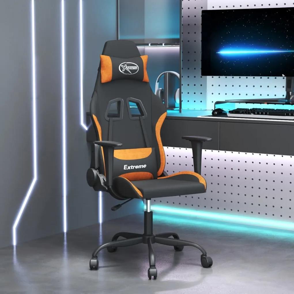 Masážní herní židle černá a oranžová textil,  345474
