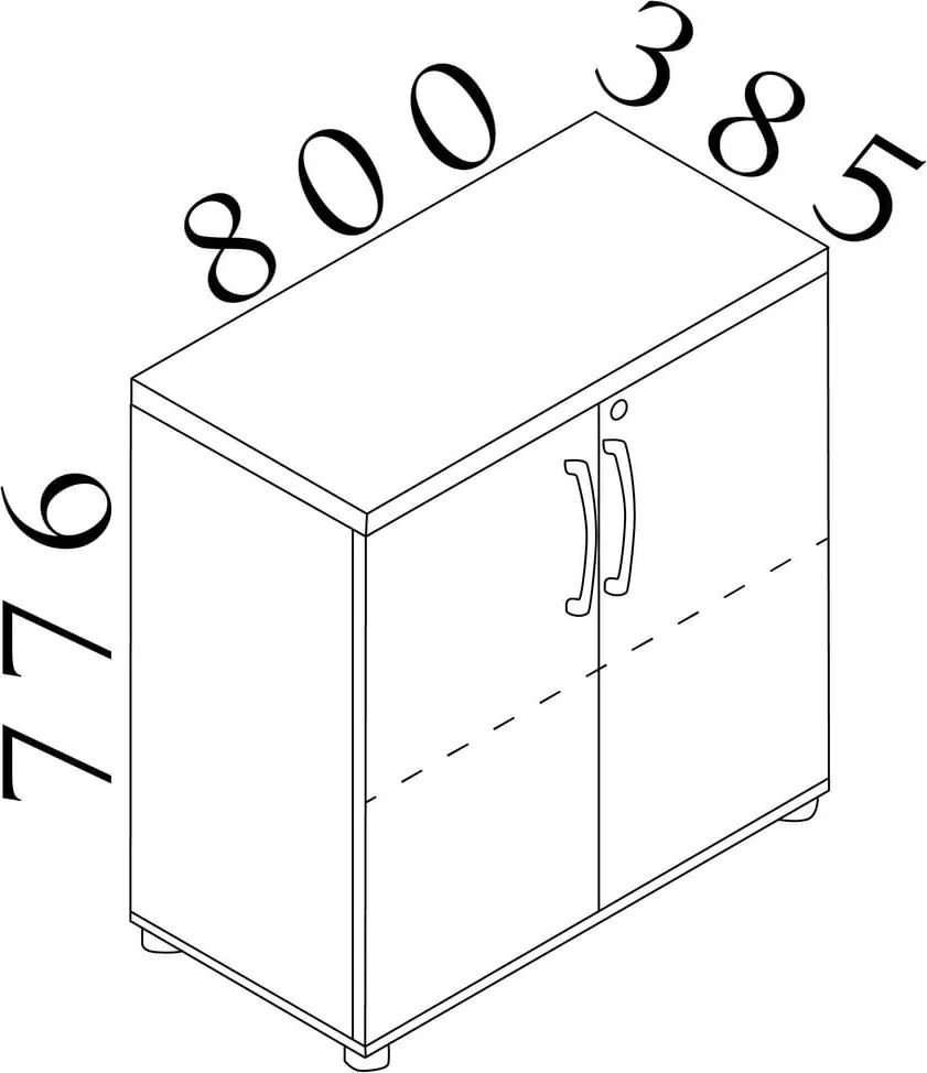 Nízká skříň Visio LUX 80 x 38,5 x 76 cm, dub