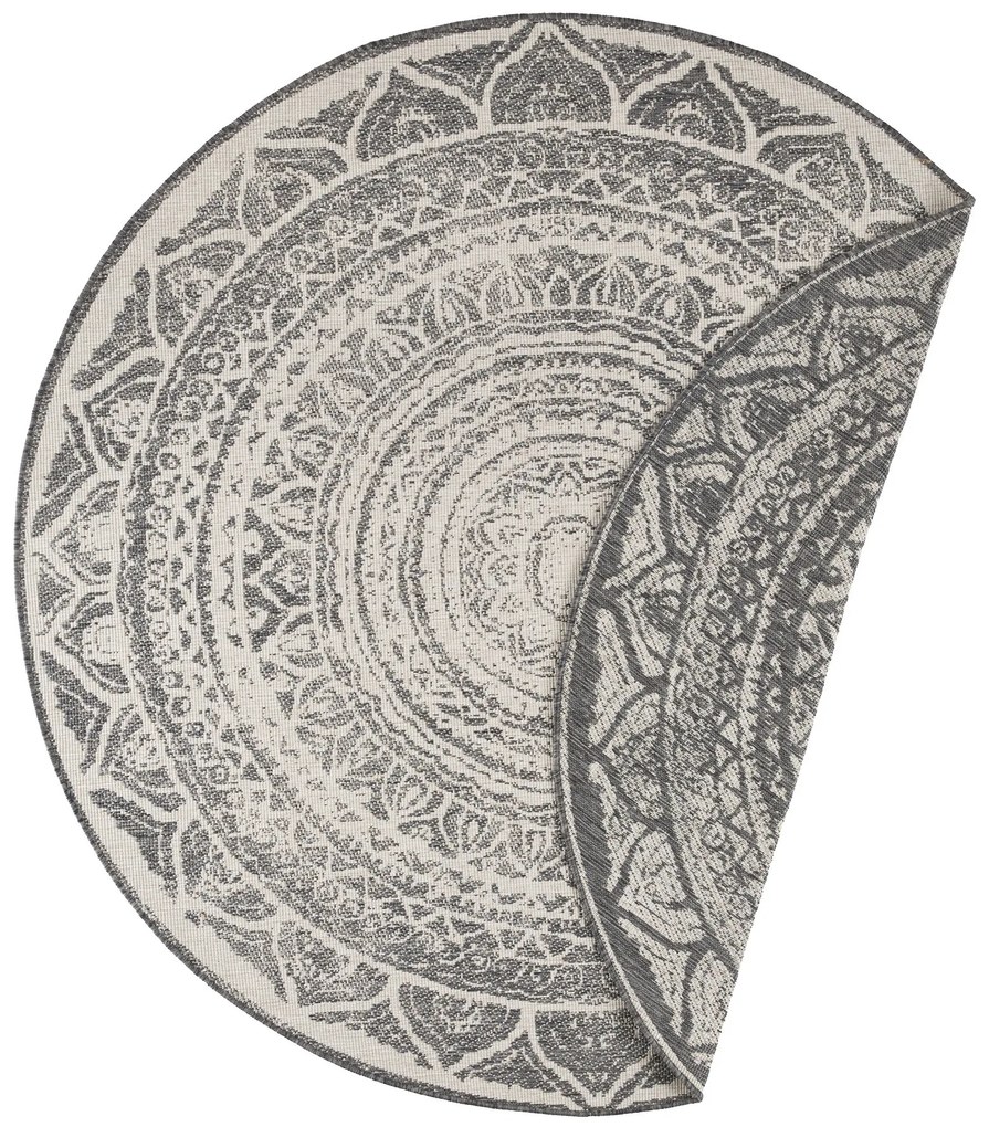 NORTHRUGS - Hanse Home koberce Kusový koberec Twin Supreme 104164 Siruma Grey/Cream kruh – na ven i na doma - 200x200 (průměr) kruh cm