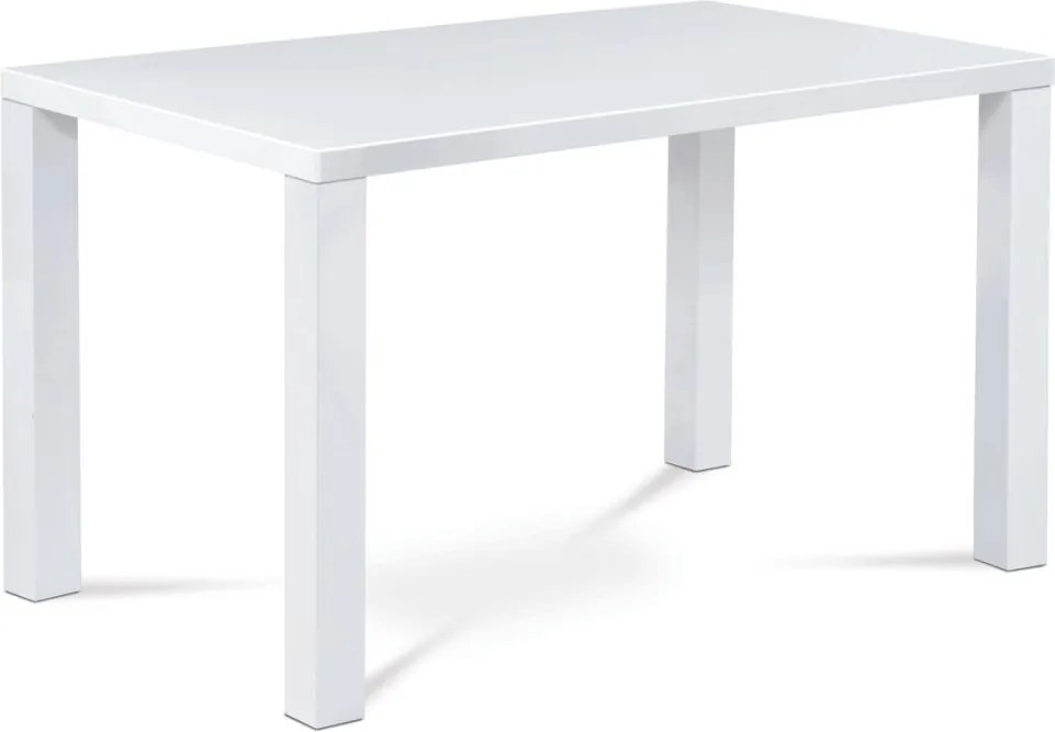 Jídelní stůl 120x80x76 cm, vysoký lesk – deska pro čtyři osoby bílá