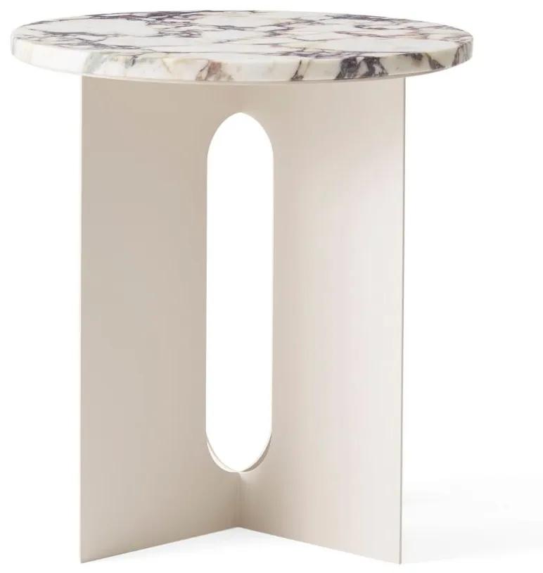 OnaDnes -20% Audo CPH Bílý kovový odkládací stolek AUDO ANDROGYNE 40 cm s mramorovou deskou