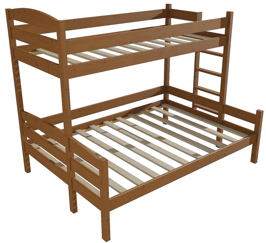 Vomaks Patrová postel s rozšířeným spodním lůžkem PPS 001 Rozměr: 90/120 x 200 cm, Barva: moření olše, Varianta: vlevo