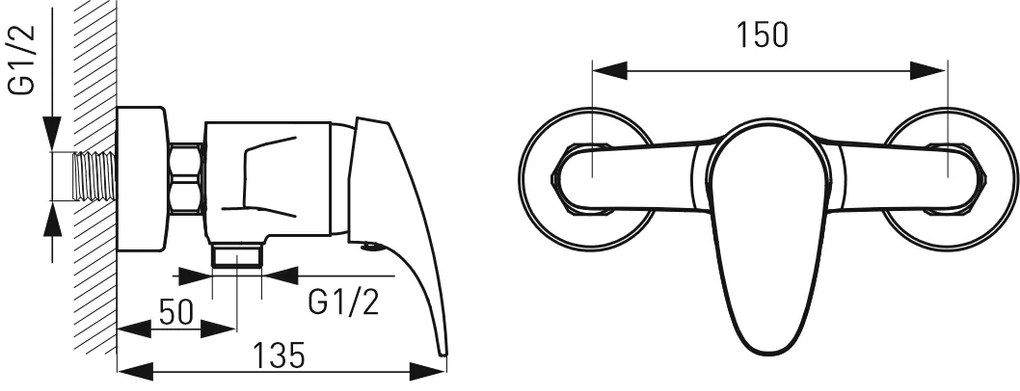 Ferro One - Sprchová nástěnná baterie bez sprchové soupravy, chrom, BFO7