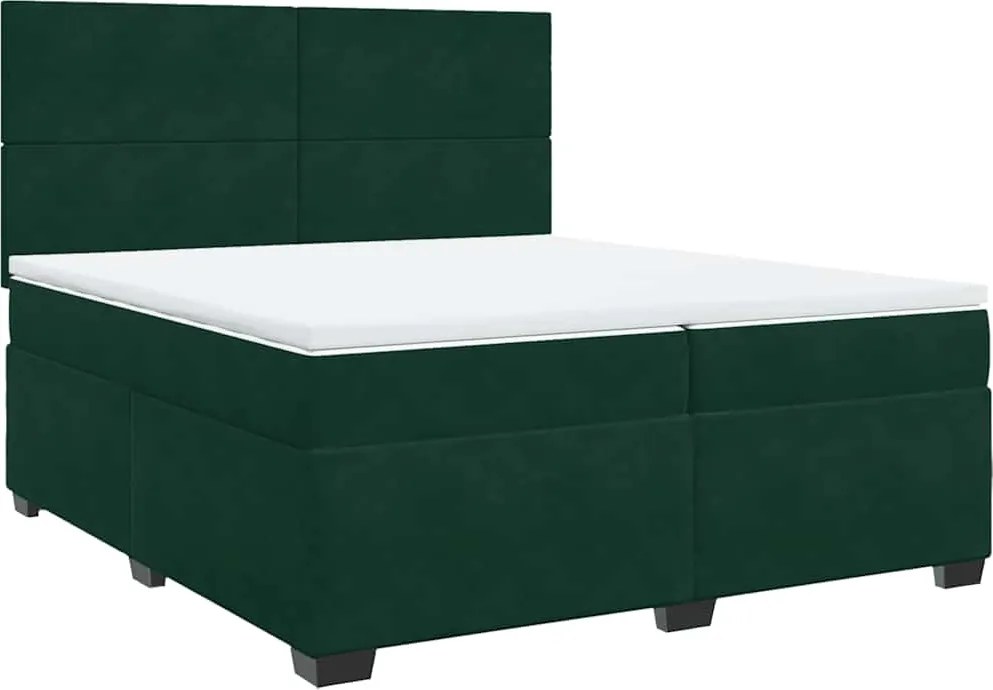 Box spring postel s matrací tmavě zelená 200x200 cm samet 3293299