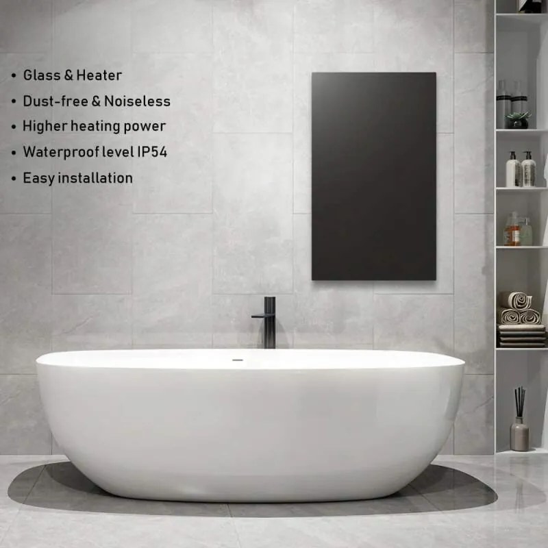 Černý skleněný infrapanel ByeCold 700 W, 120 × 60 cm