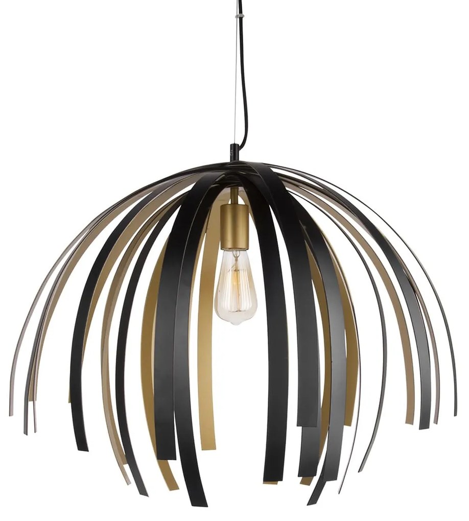 LEITMOTIV Závěsná lampa Willow Alu – černá, zlatá ø 50 cm