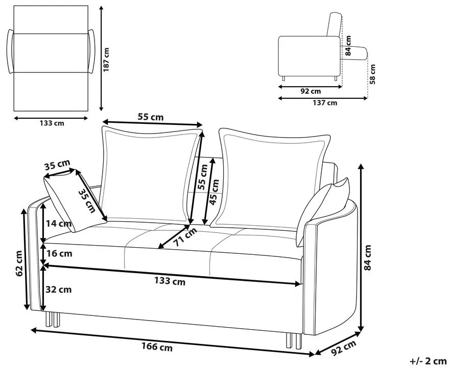 Dvoumístná světle šedá rozkládací pohovka HOVIN Beliani