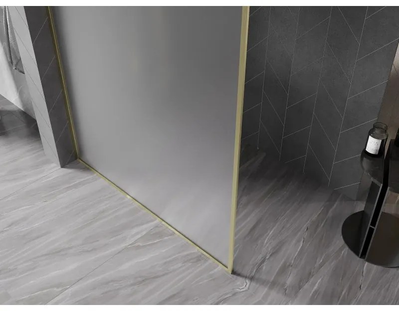 Mexen, Mexen Kioto-XF sprchová stěna s rámem 90 x 202 cm, matná 10 mm, broušené zlato - 800-090-104-55-30-X