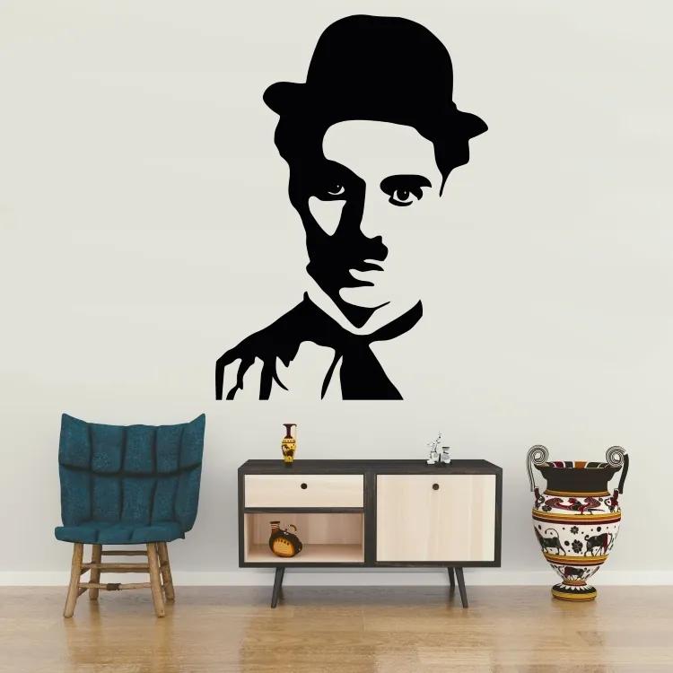 Charlie Chaplin portrét - vinylová samolepka na zeď 80x57cm