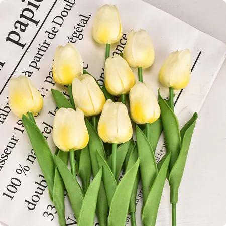 Bytová dekorace - kytice umělých tulipánů - 15 kusů Barva: 8 žlutá
