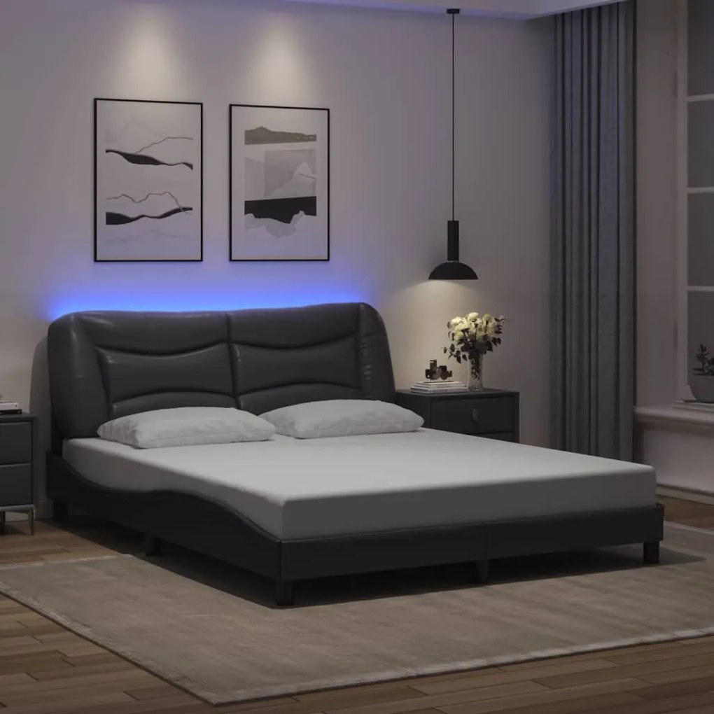 Rám postele s LED bez matrace Hvar šedý 160 x 200 cm 3213944