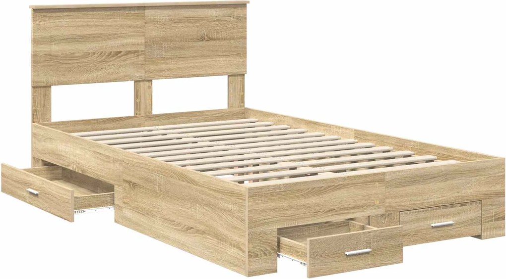 Rám postele s čelo Sonoma dub 135 x 190 cm Kompozitní dřevo 3408274