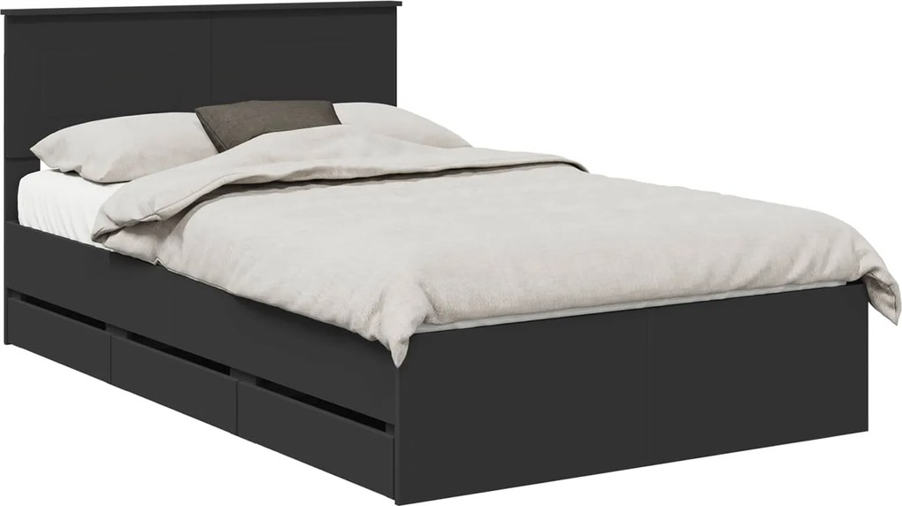 Rám postele se zásuvkou Černá 120 x 190 cm Inženýrské dřevo 3407999