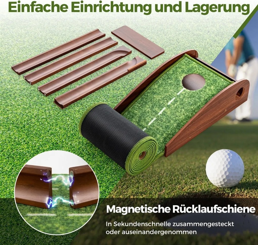 Costway Golfová podložka na patování s 1 jamkou a 3 golfovými míčky a umělým