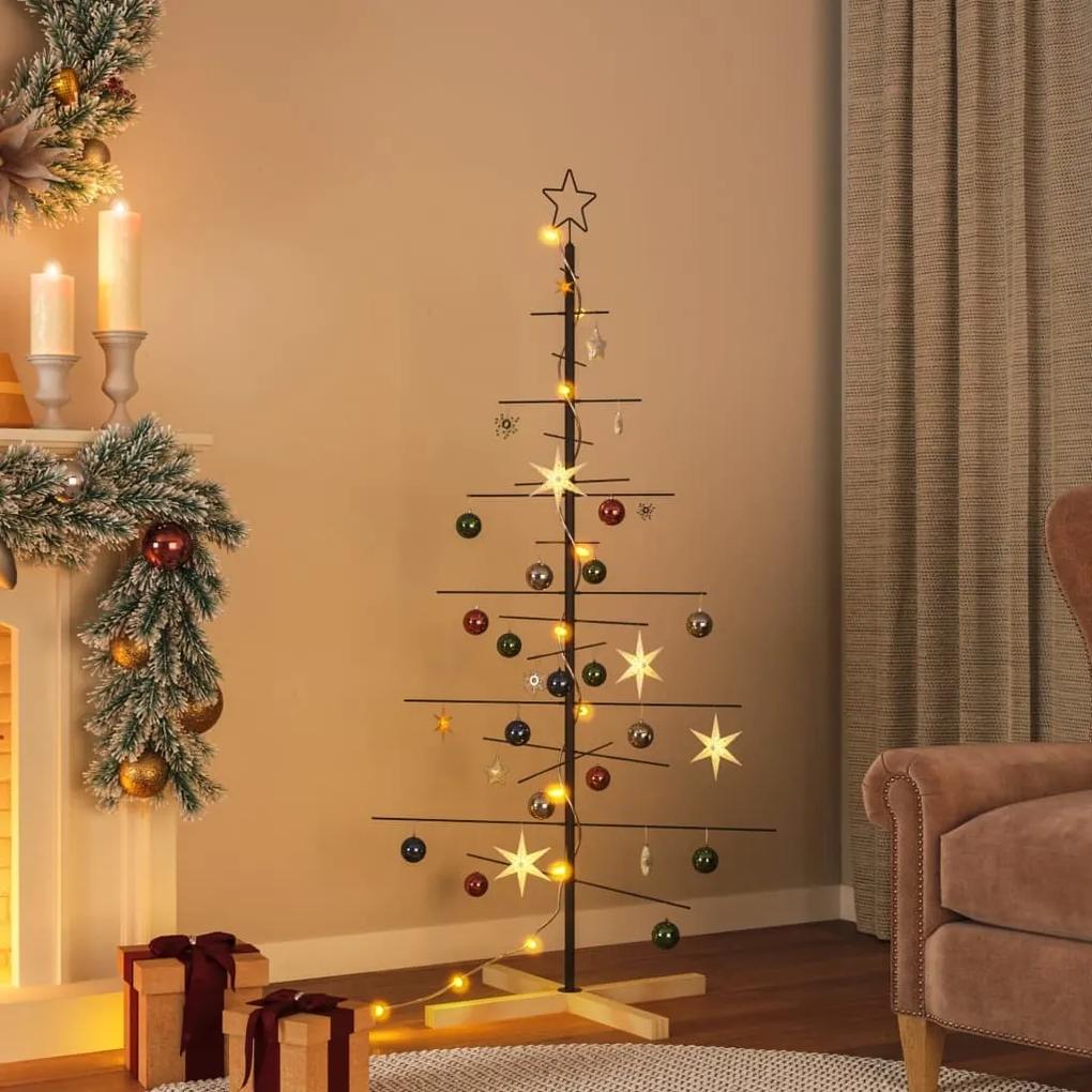 vidaXL Kovový vánoční stromeček s dřevěnou základnou černý 150 cm [359604]