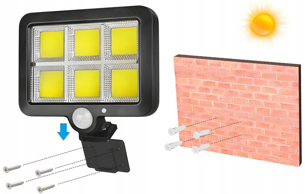 Creative Corner 120 COB LED solární lampa s 5m kabelem