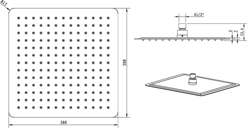 Sapho Slim MS563 hlavová sprcha 30 cm nerez
