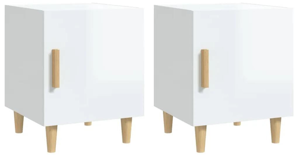 Noční stolky 2 ks bílé s vysokým leskem kompozitní dřevo - Default Title