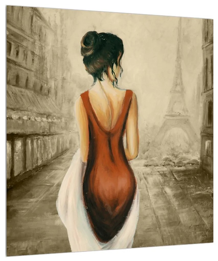 Obraz ženy a Eiffelovy věže (40x40 cm)