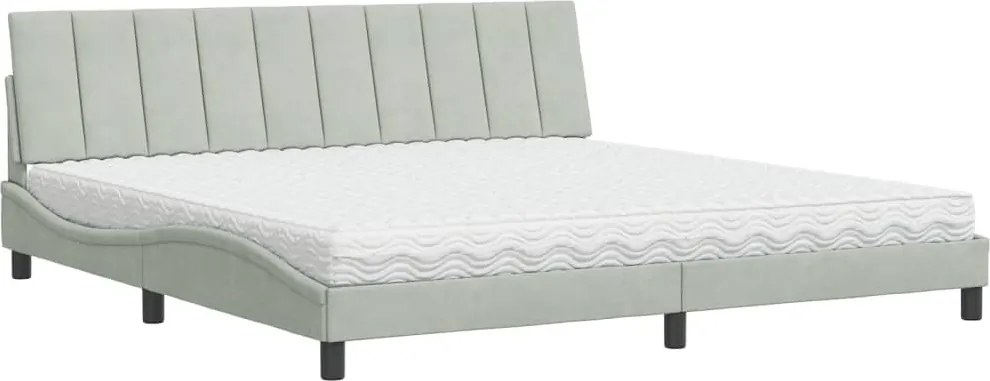 Postel s matrací Hanko světle šedá 200 x 200 cm samet 3208616
