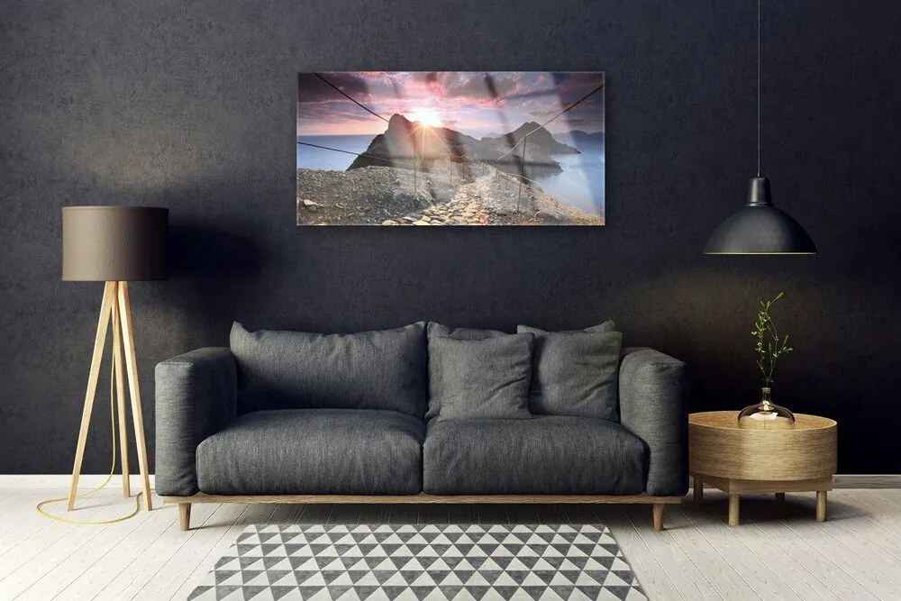 Plexisklo-obraz Hory Stezka Útes Západ 100x50 cm