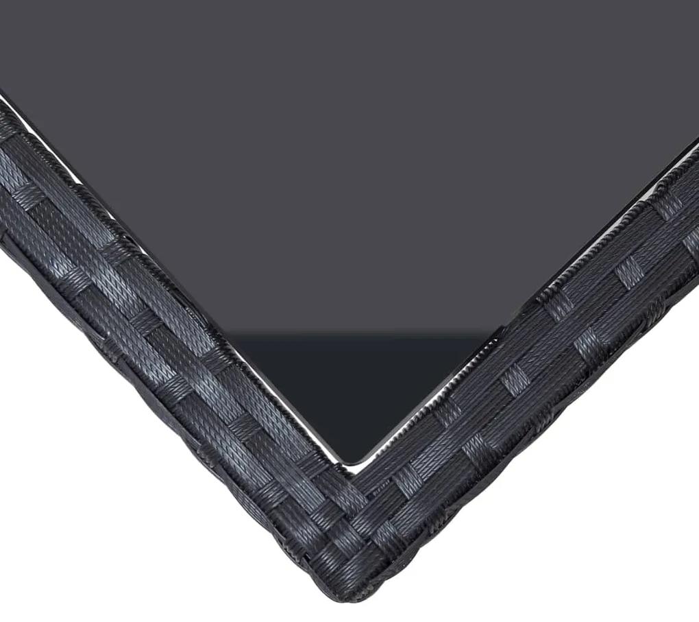 vidaXL Zahradní stůl černý 240 x 90 x 74 cm polyratan a sklo