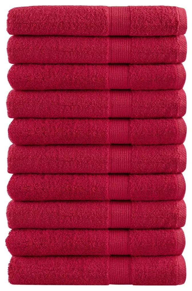 Premium ručníky SOLUND 10 ks červené 100 x 200 cm 600 g/m² 137415