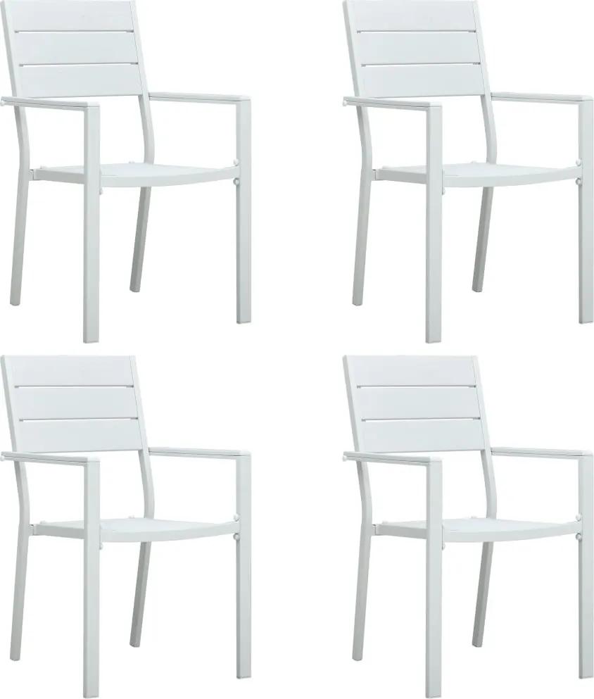 vidaXL Zahradní židle 4 ks HDPE dřevěný vzhled [47886] Barva: Bílá
