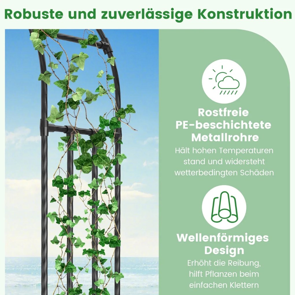 Costway Metal Rose Arch Trellis pro popínavé rostliny Vinný oblouk Velký