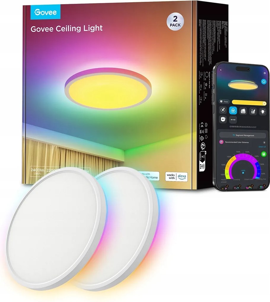 Stropní Svítidlo Lampa Stropní Osvětlení Rgb Govee Sada 2KS Smart App Led