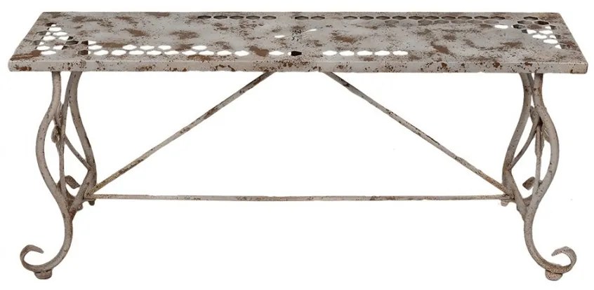 Bílá antik kovová zahradní lavička se včelkou French - 105*35*44 cm