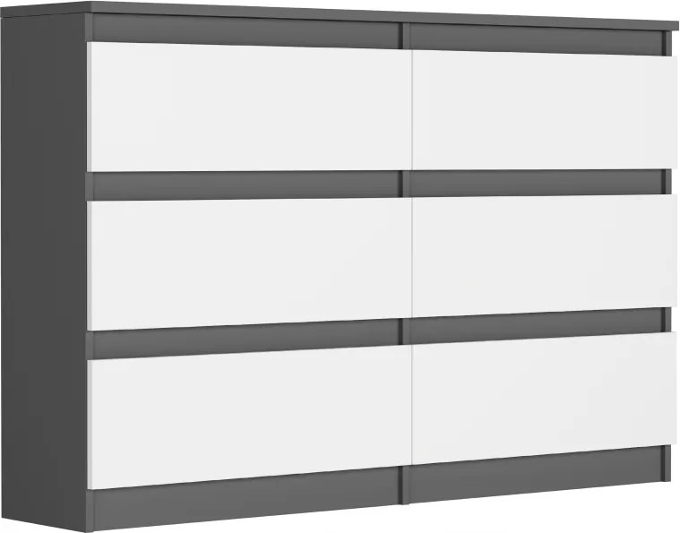 Komoda 120 CM Skříňka 6 Zásuvek R-120 Antracit MIX