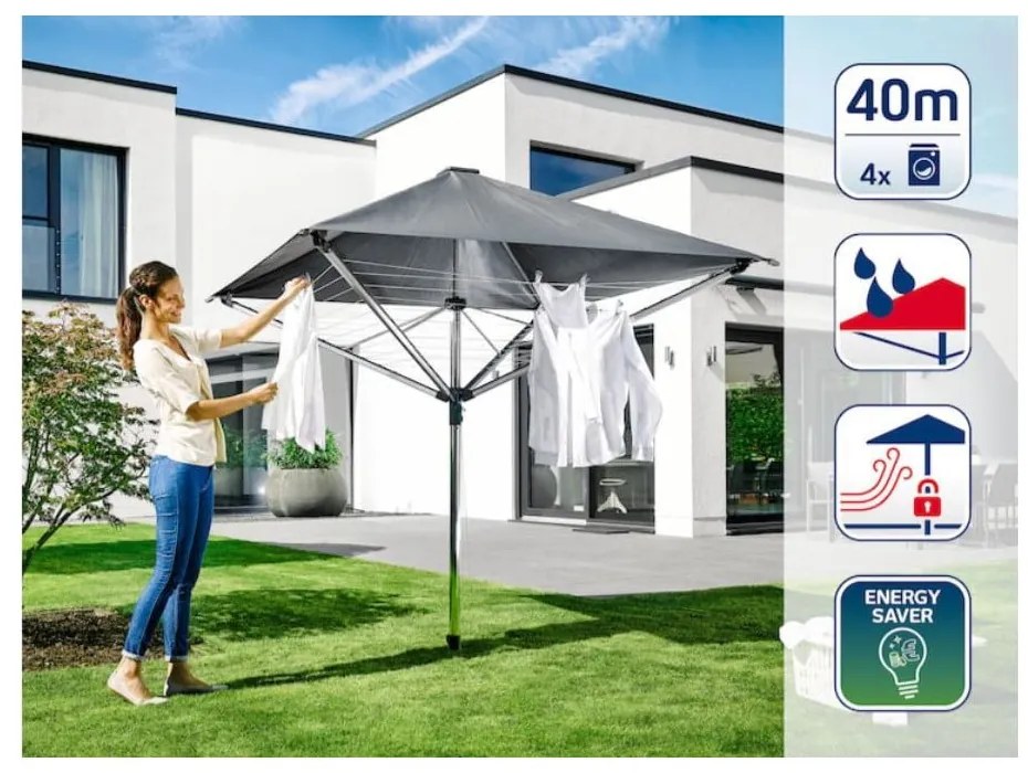 Venkovní sušák na prádlo ve stříbrné barvě 40 m LinoProtect 400 – LEIFHEIT