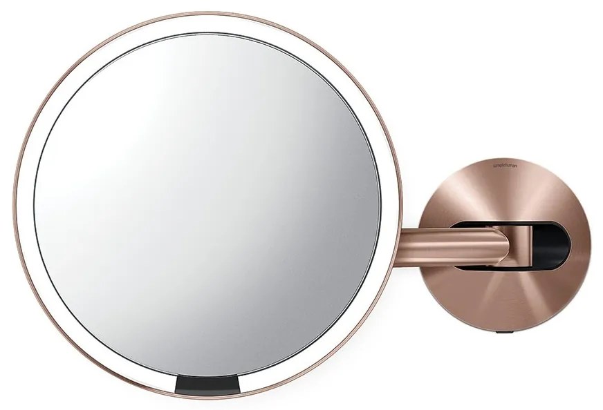 Simplehuman, Nástěnné kosmetické zrcadlo s LED osvětlením Sensor, síťové, 20 cm | zlato růžová