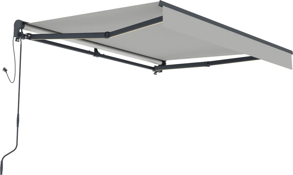 Elektrická markýza s LED osvětlením BestBerg BBSU-EL250LG / 250 x 200 cm / světle šedá
