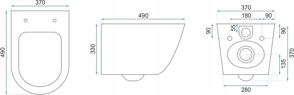 Rea CARLO mini - rimless závěsná WC mísa 49x37 s pomalu-padajícím sedátkem, bílá-zlatý okraj, REA-C1222