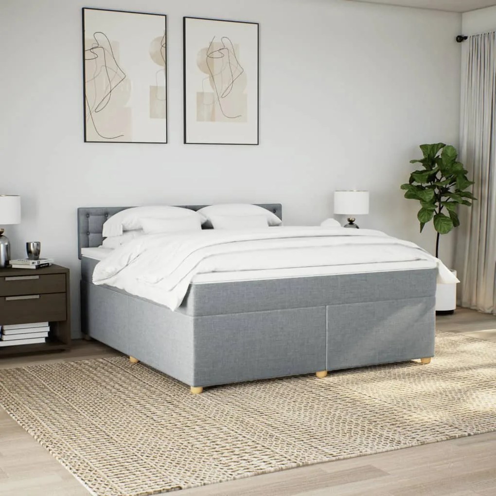 Box spring postel s matrací světle šedá 180 x 200 cm textil 3286773
