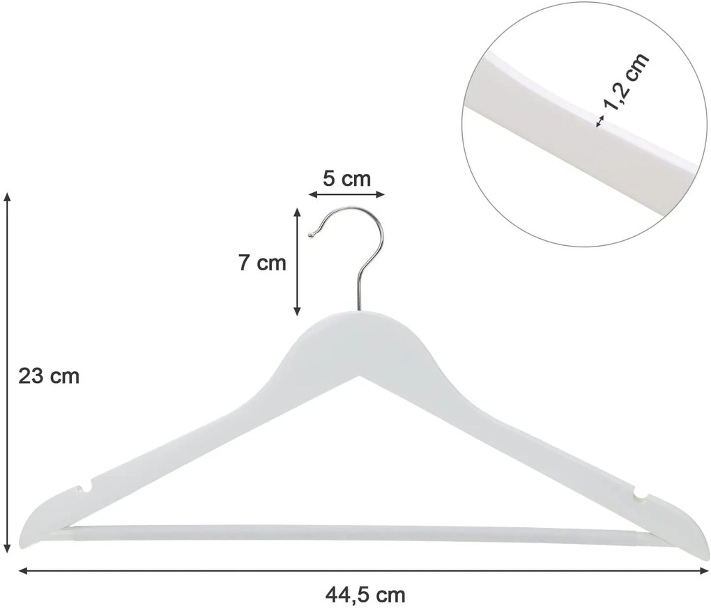 SONGMICS Dřevěné ramínko 44 cm bílé 50 ks