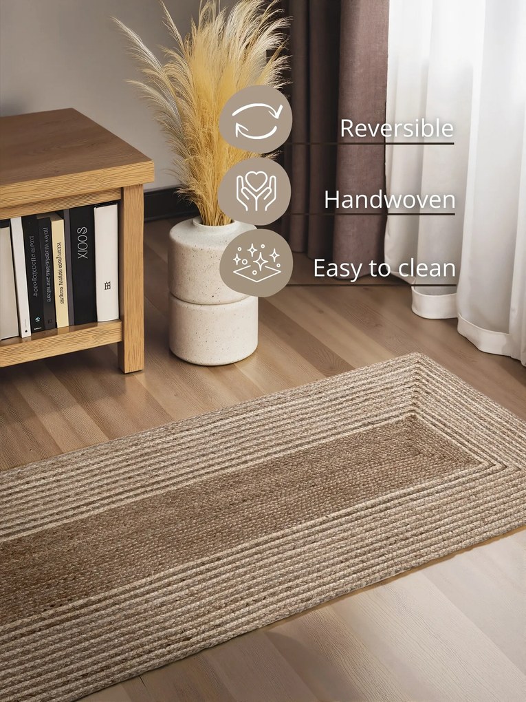 Hanse Home, Koberec běhoun Juno 106329 Natural White Brown, 80x200, hnědá, chodba / předsíň