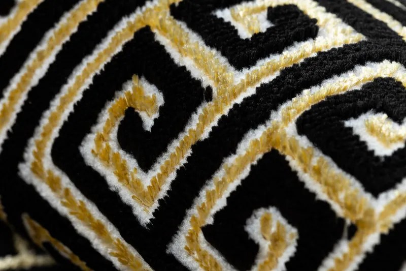 Dywany Łuszczów, Koberec běhoun Gloss 6776 86 greek black/gold, 60x300, žlutá, kancelář