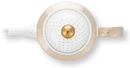 Pip Studio Dot Delight čajová konvice 1,25l, bílo-zlatá