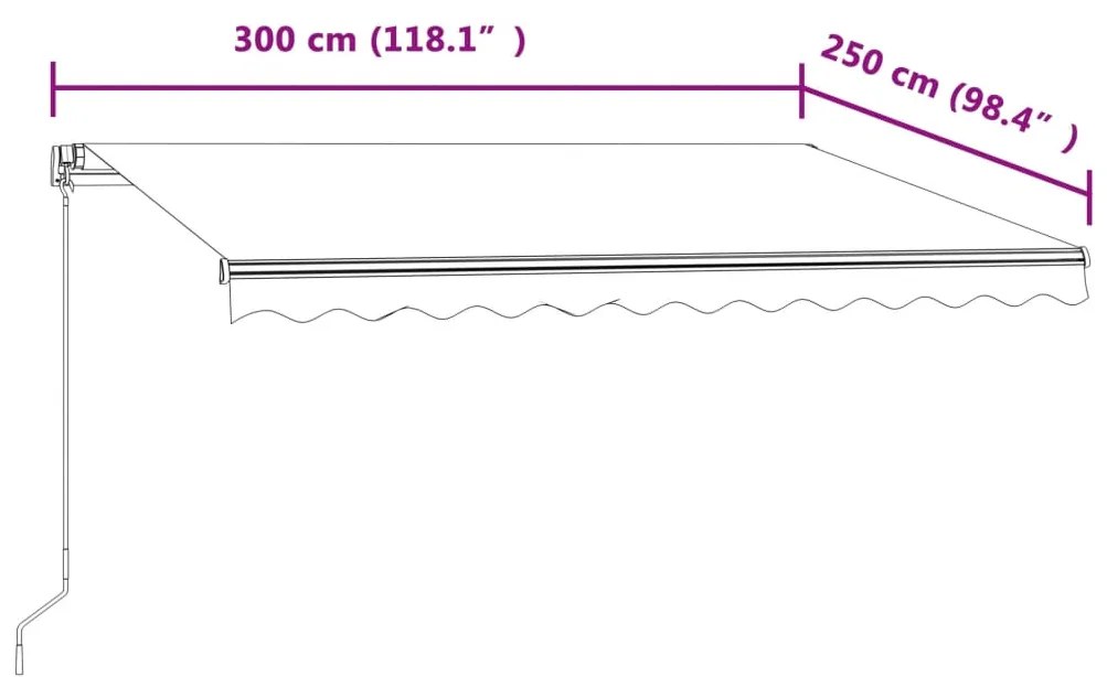 vidaXL Automatická zatahovací markýza 300 x 250 cm krémová