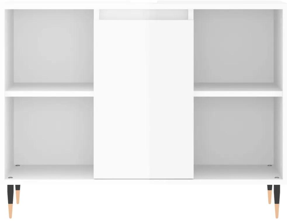 3dílný set koupelnového nábytku lesklý bílý kompozitní dřevo,  3190293