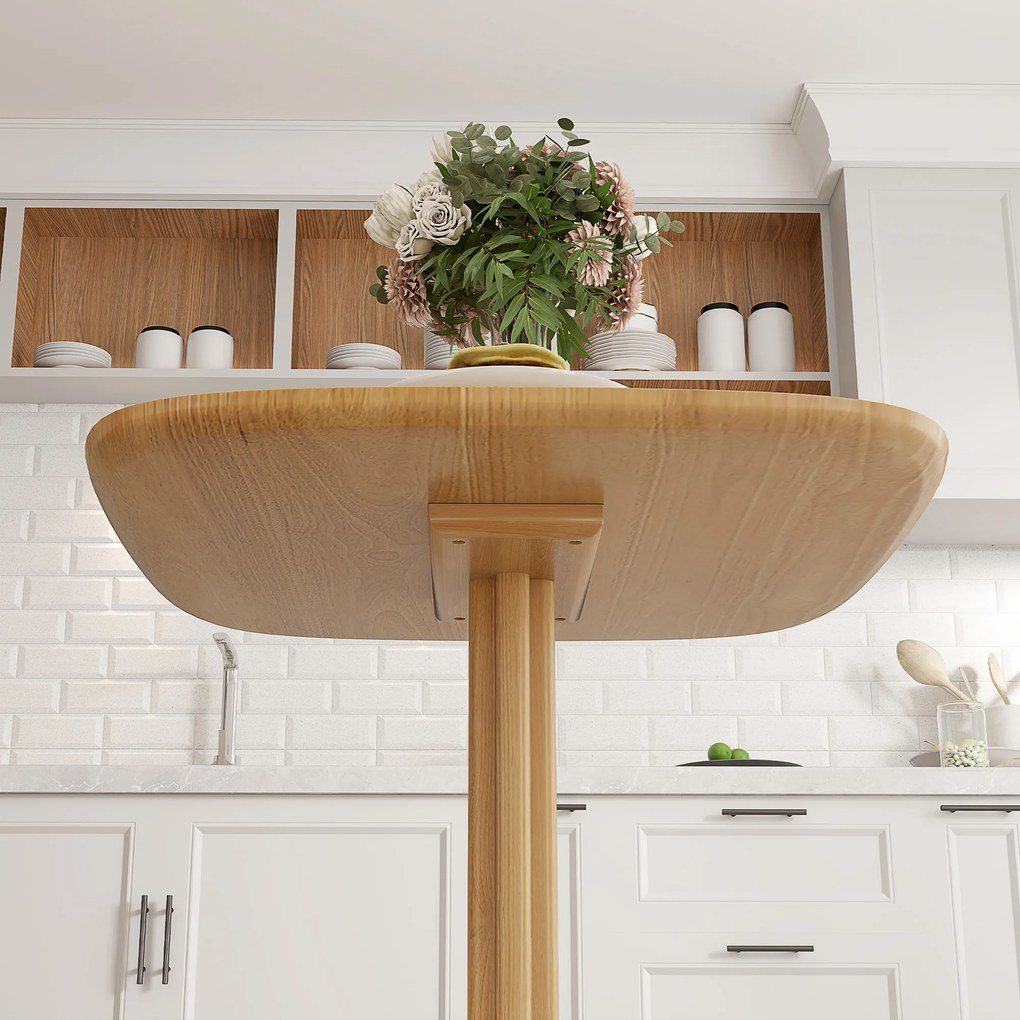 HOMCOM Jídelní stůl pro 4 osoby moderní styl, kuchyňský stůl s dřevěným povrchem, 70 x 70 cm, přírodní dřevo