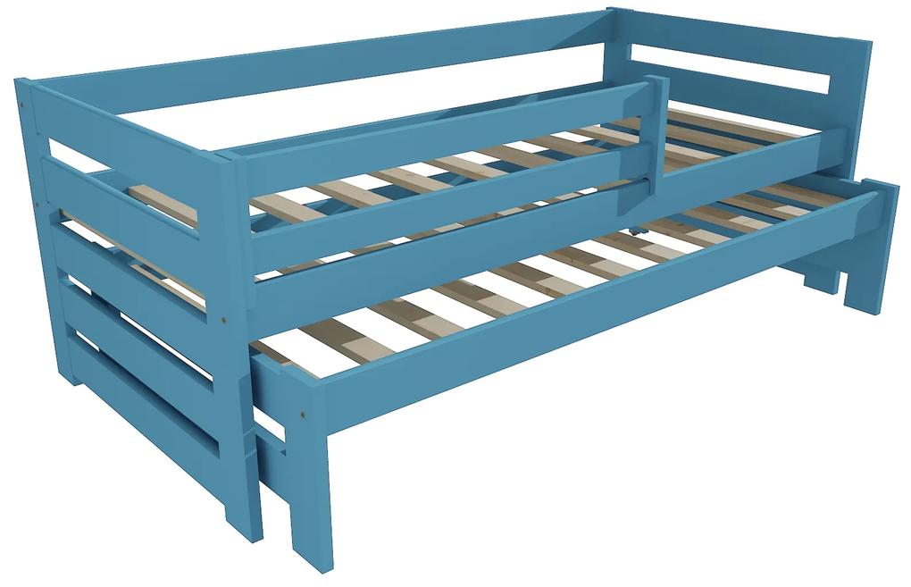 Vomaks Dětská postel s výsuvnou přistýlkou DPV 007 se zábranou Rozměr: 80 x 180 cm, Barva: moření olše