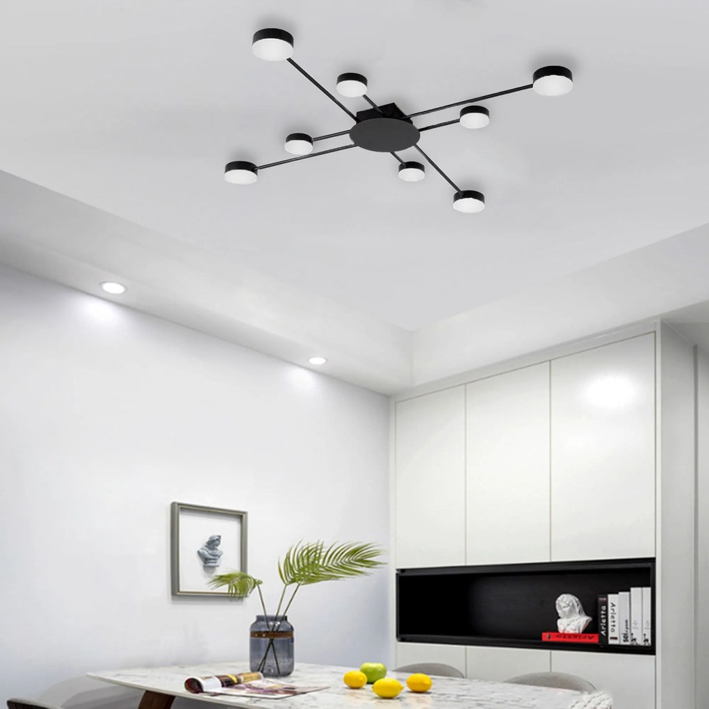 Toolight - LED stropní svítidlo 8-ramenné 8x40W APP210-3CPR + dálkové ovládání, černá, OSW-08465